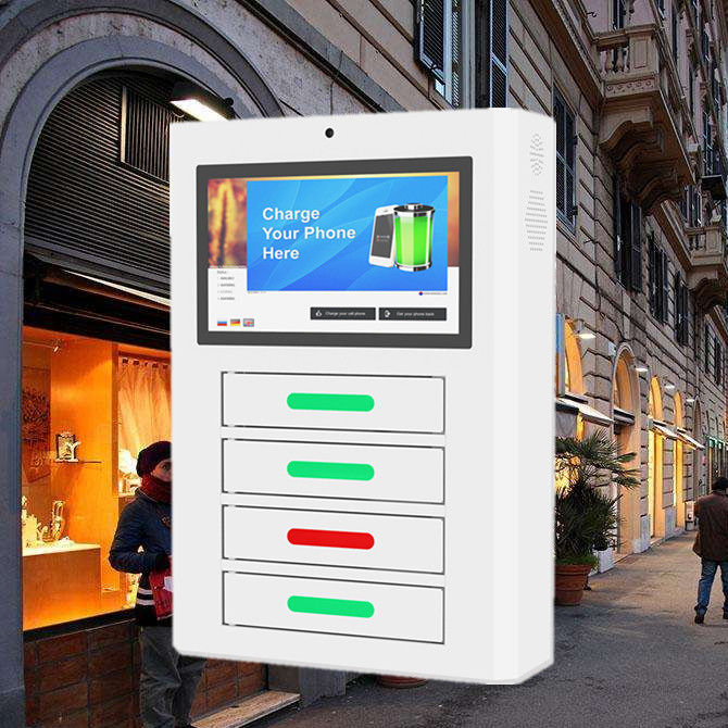 Advertising LCD Screen Cell Phone Charging Stations , White Cell Phone ...