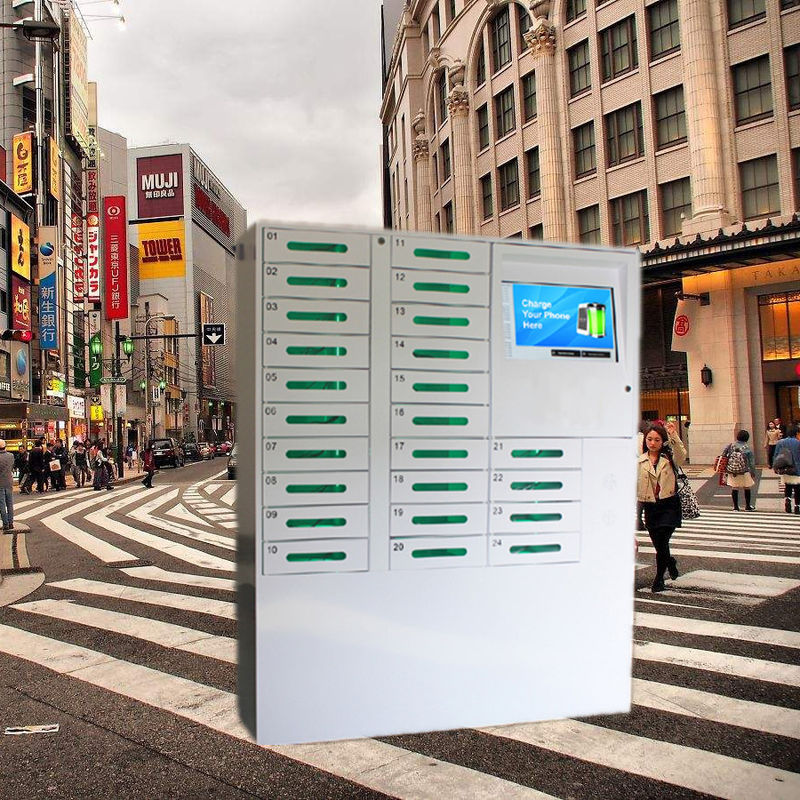 Touch LCD Public Mobile Phone Charging Station Kiosk Quick Charge Code Lock Design