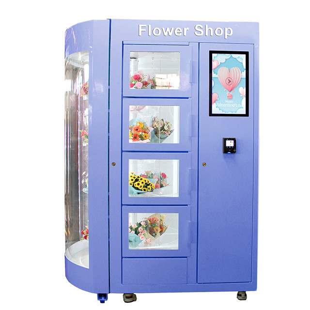 360 Rotation Flower Vending Machine With Transparent Shelf Refrigerated ...