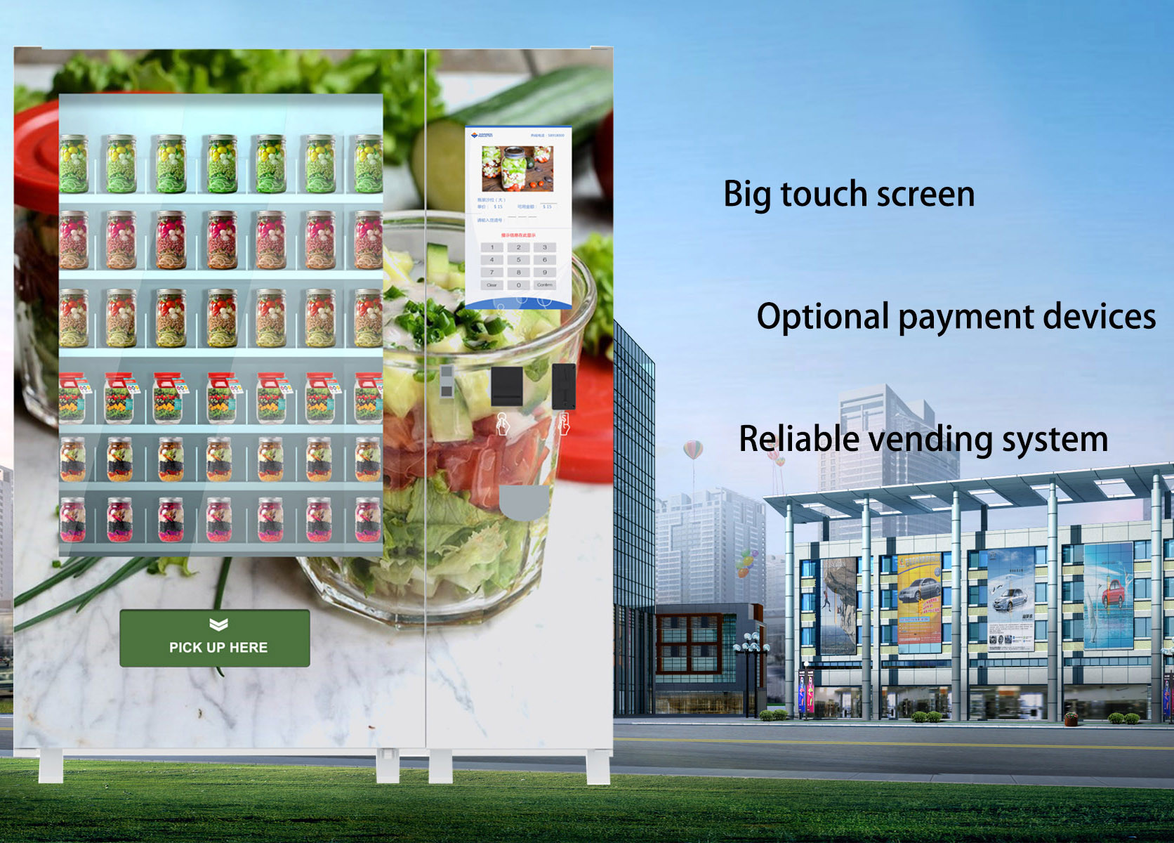 Non-touch Healthy Vending Machines For Salad With Refrigerator Remote ...