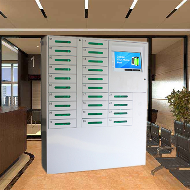 Floor Standing Cell Phone Charging Stations With 19 Inch LCD For All Phones