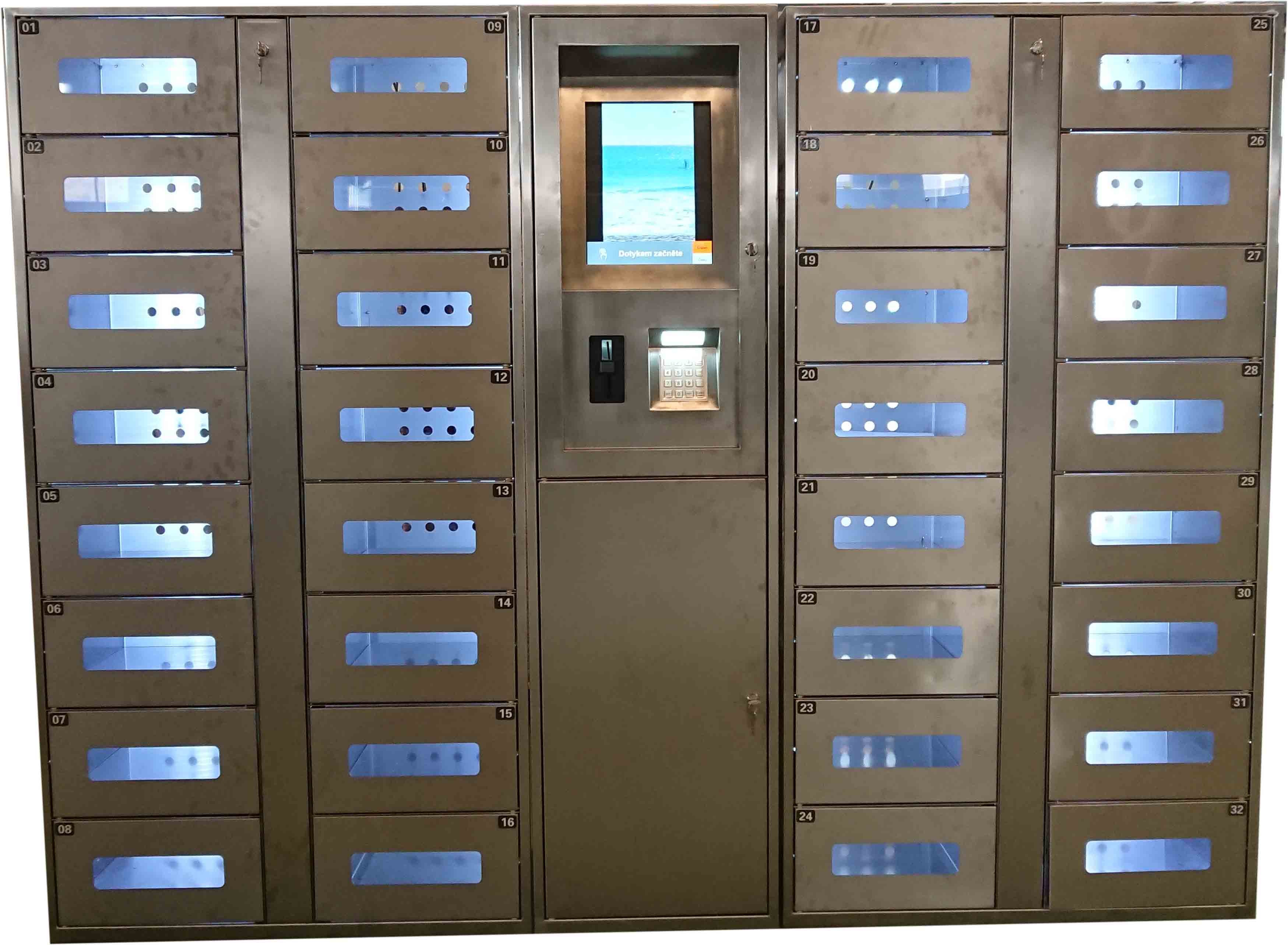 Stainless Steel Vending Locker With LED Lights And Transparent Doors ...