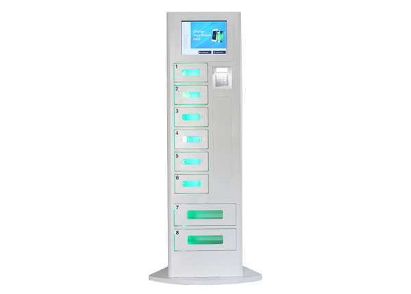 Cell Phone Recharge Station with LCD Touch Screen , 8 Lockers Battery Charging Stations Kiosk
